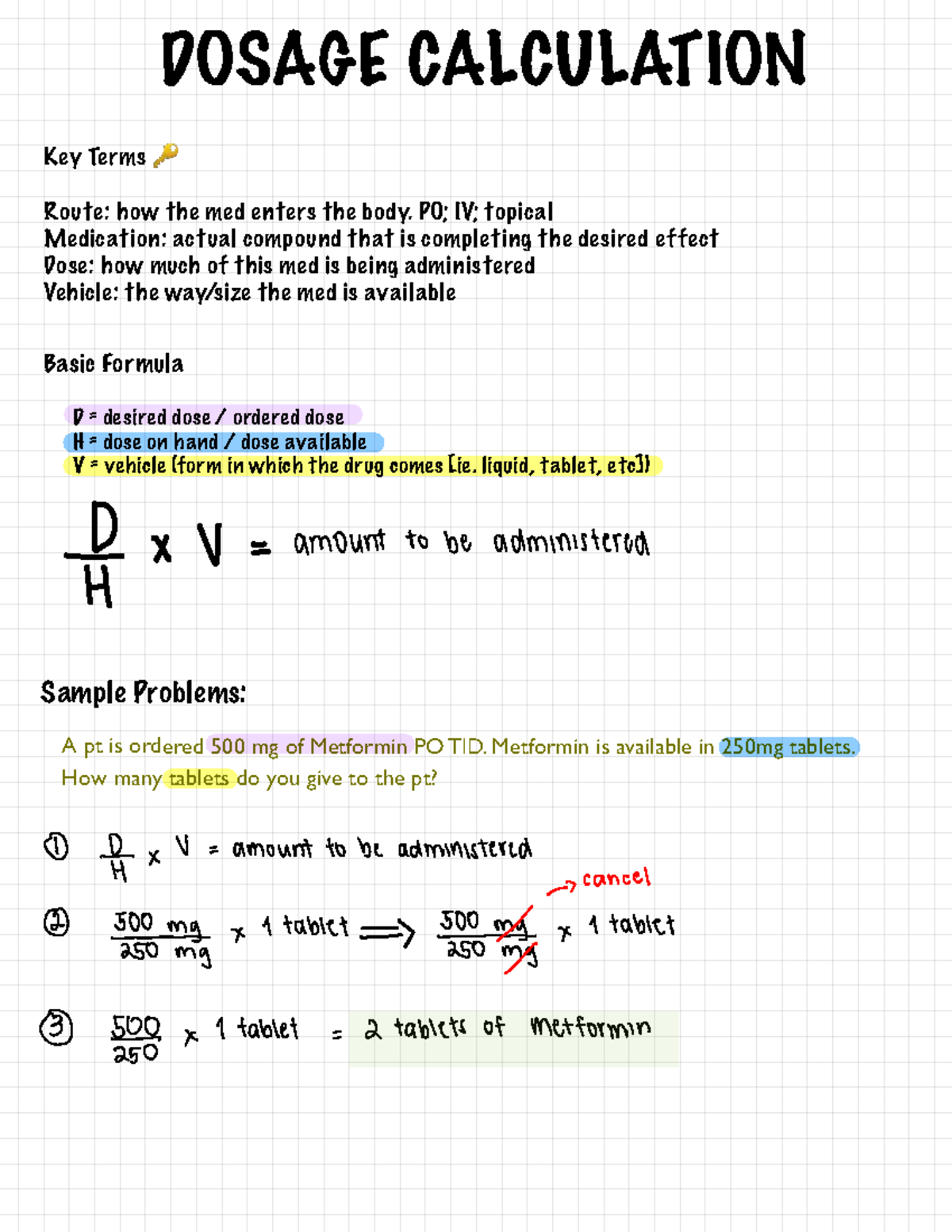 Dosage Calculation Notes for Nursing (NUR 101) - Studocu