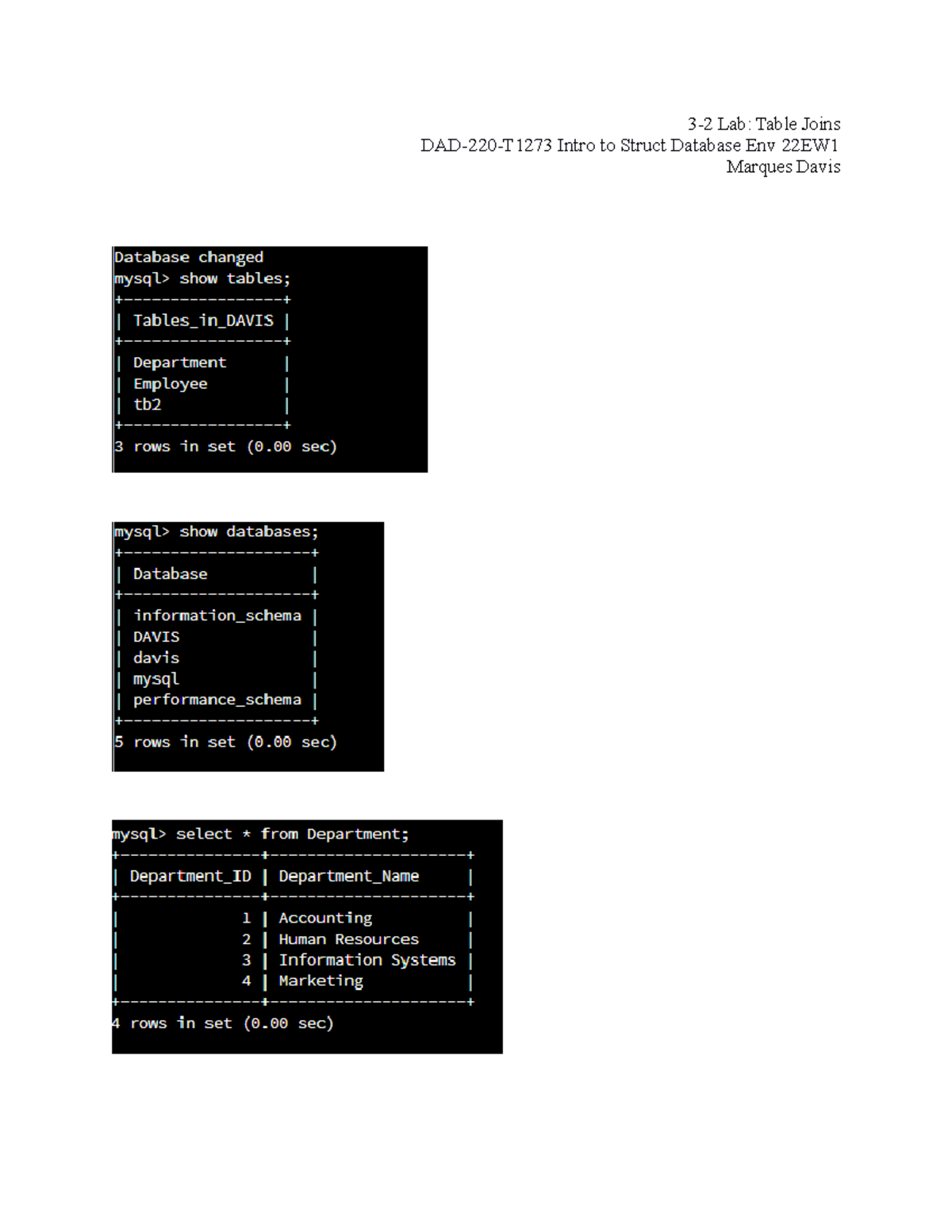 DAD-220-T1273 3-2 Lab: Insights on Table Joins in MySQL - Studocu