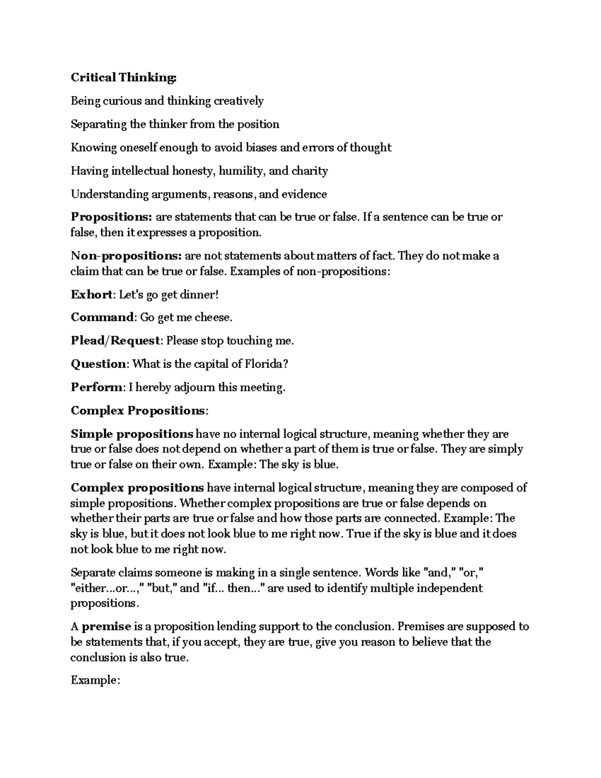 Critical Thinking: Reason and Evidence Notes (CT101) - Studocu
