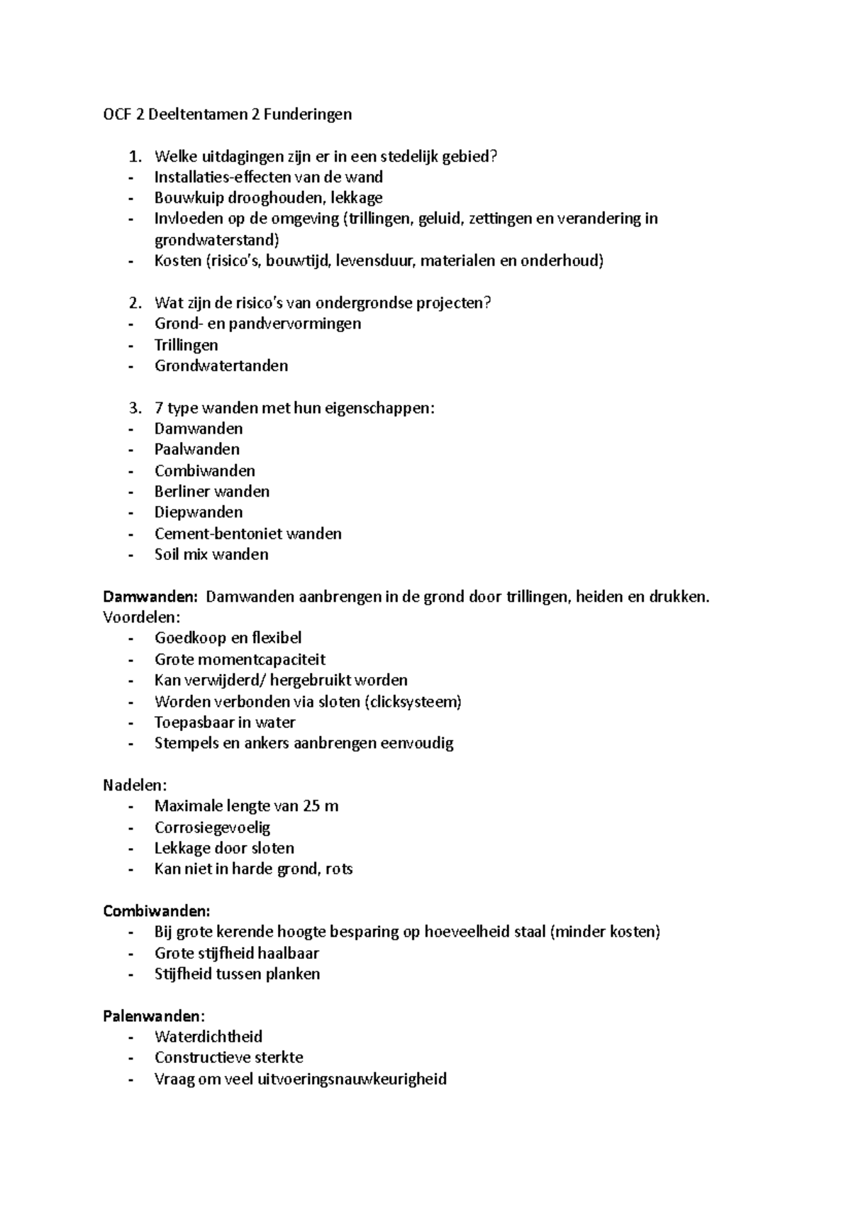 OCF 2 Deeltentamen 2 Funderingen - OCF 2 Deeltentamen 2 Funderingen 1 ...