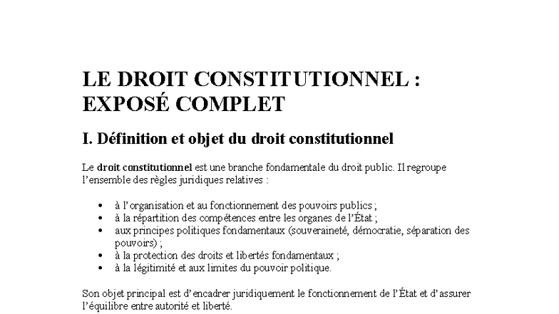 Droit Constitutionnel : Exposé Complet (Law 5110) - Studocu