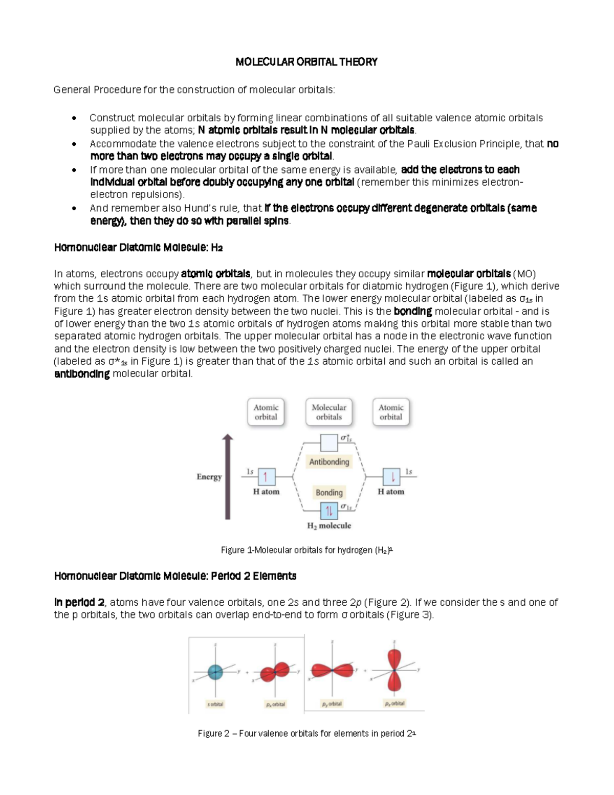 Molecular Orbital Theory Lab Summary (MOLECULAR ORBITAL THEORY) - Studocu