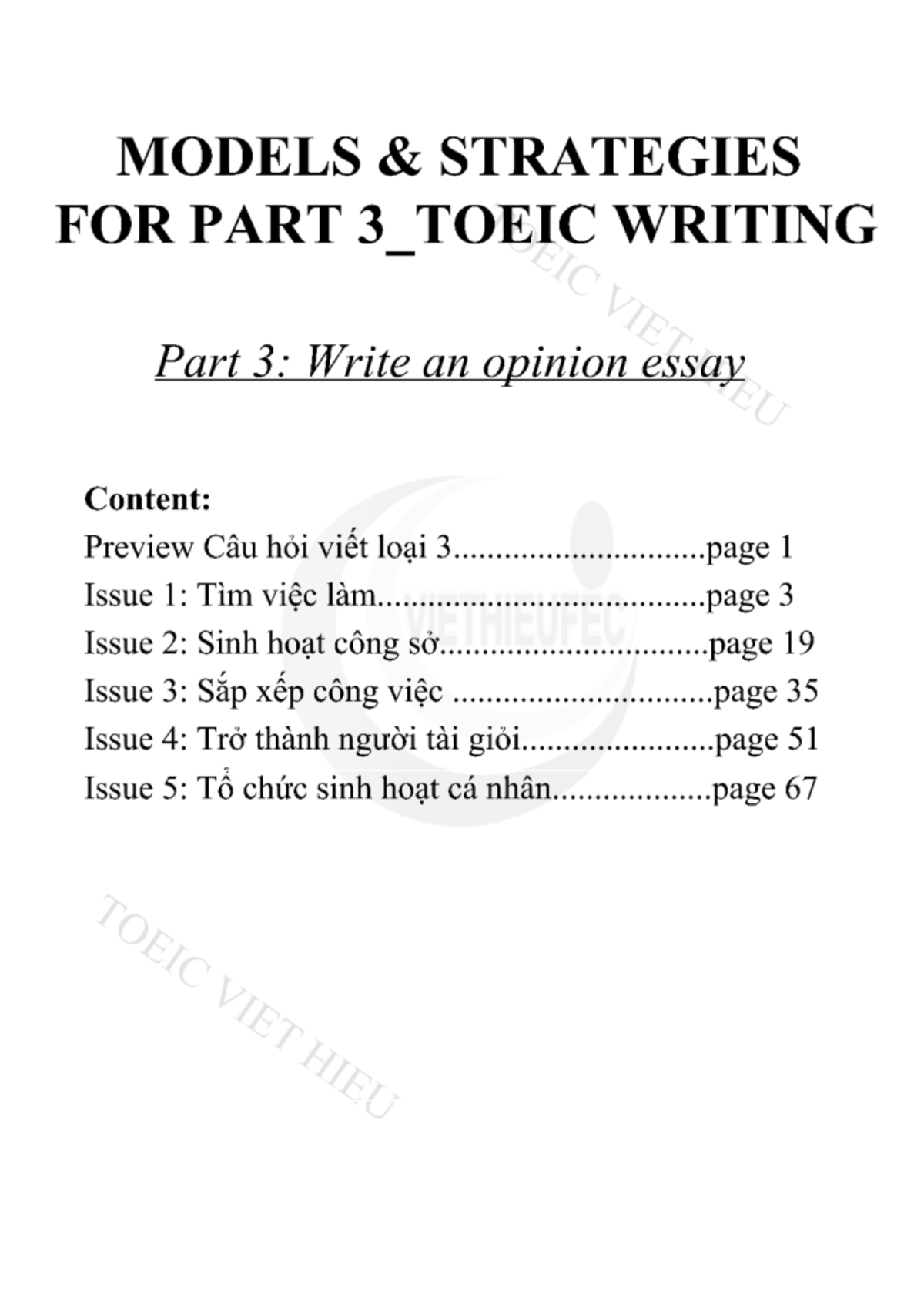 TOEIC Writing Models & Strategies: Opinion Essay Guidelines - Studocu