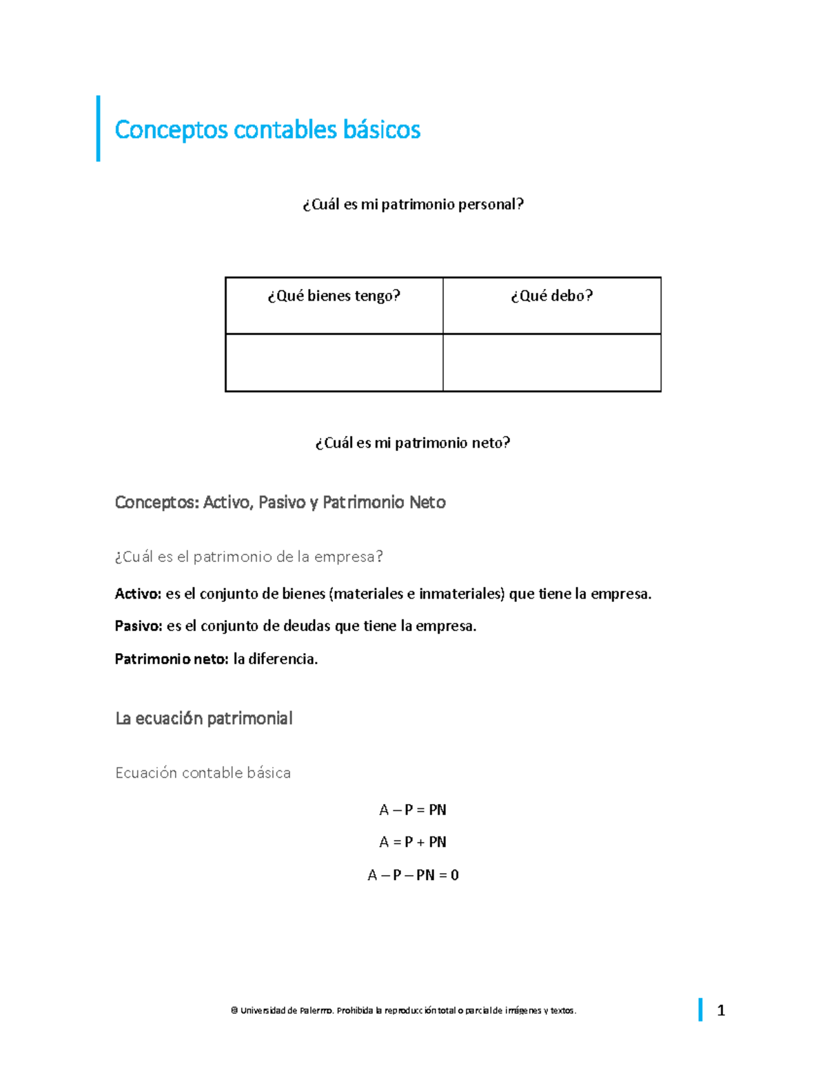 Conceptos Contables Básicos: Activo, Pasivo y Patrimonio Neto - Studocu