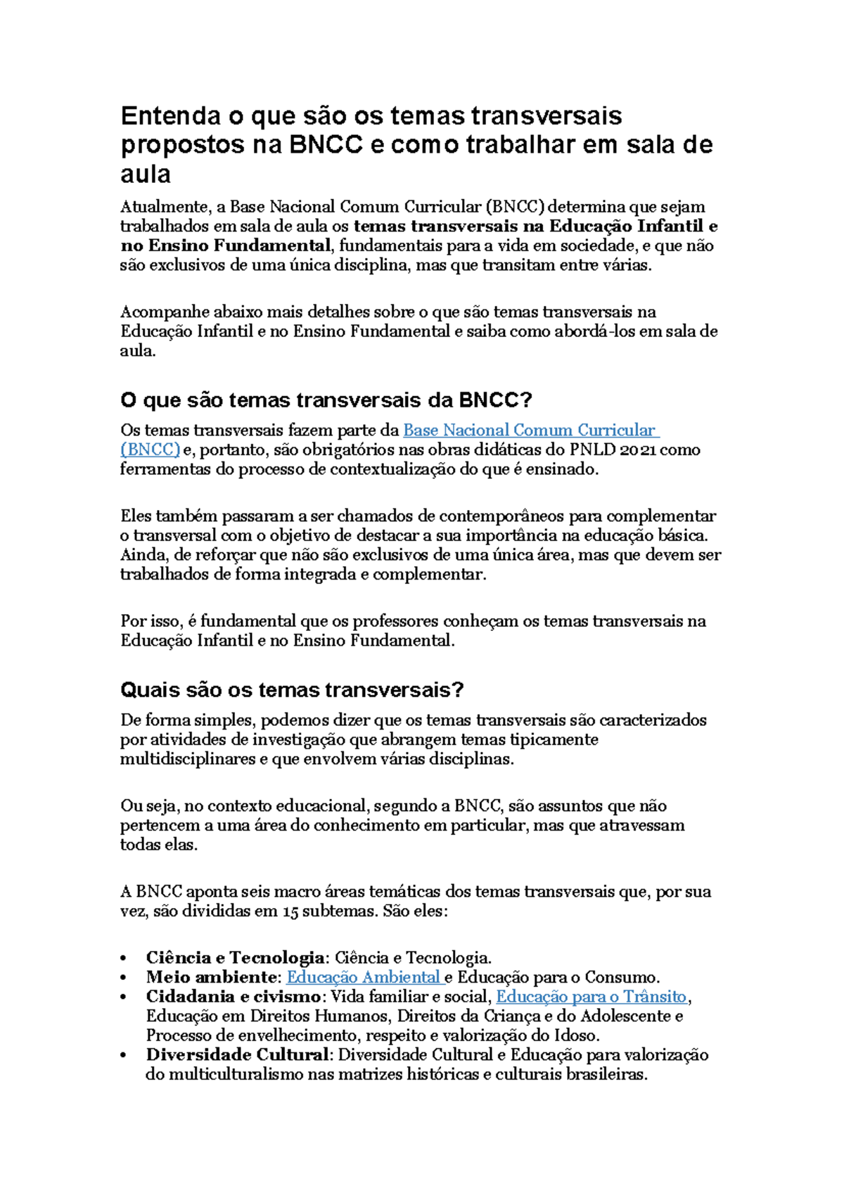 BNCC: Temas Transversais na Educação Infantil e Ensino Fundamental ...