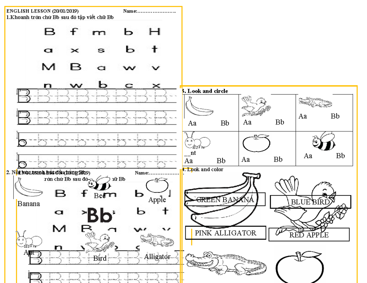 ENGLISH LESSON 1: Letter B Practice Activities - Studocu