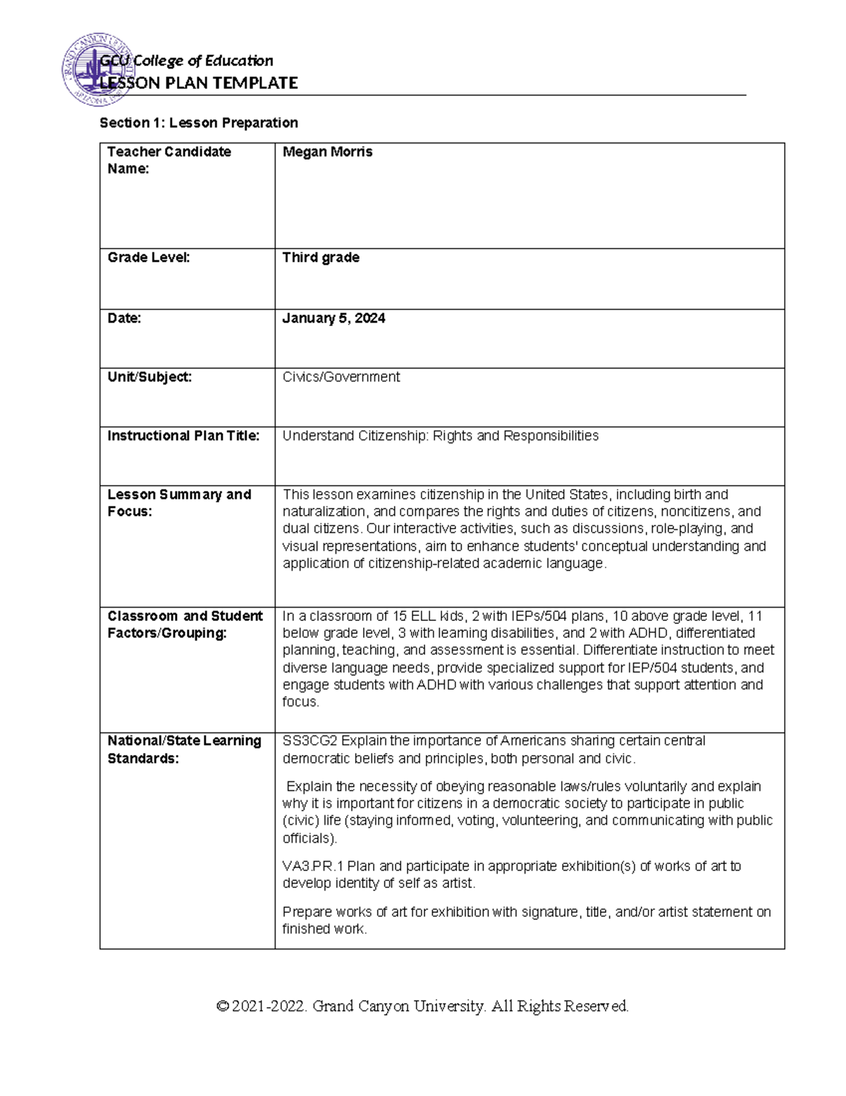 CIV 101 Civics & Gov Lesson Plan: Understanding Citizenship & Rights ...