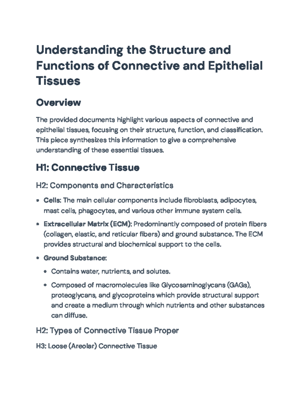 Understanding Connective and Epithelial Tissues: Structure & Function ...