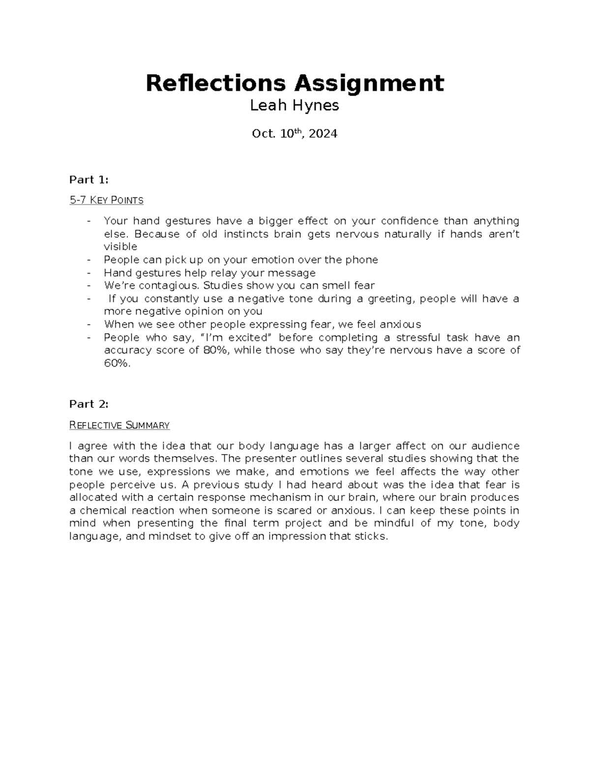 TEDTalk Reflections - TED talk reflection assignment - Reflections ...