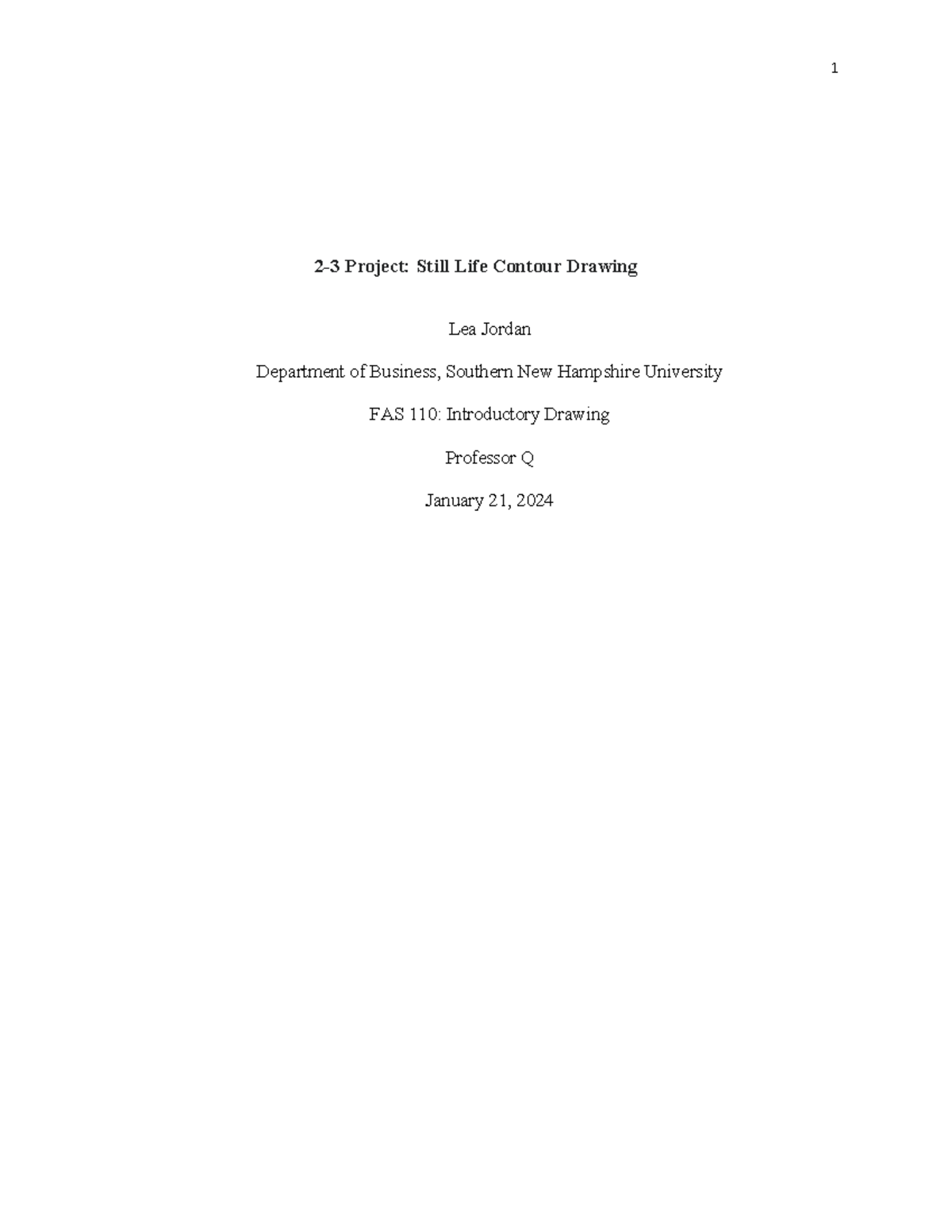 FAS 110: Still Life Contour Drawing Summary & Reflections - Studocu