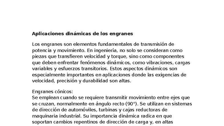 6.Aplicaciones de engranes - Aplicaciones dinámicas de los engranes Los ...