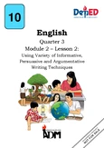 DLL English 10 - Quarter 2, Week 1 Daily Lesson Log - Studocu