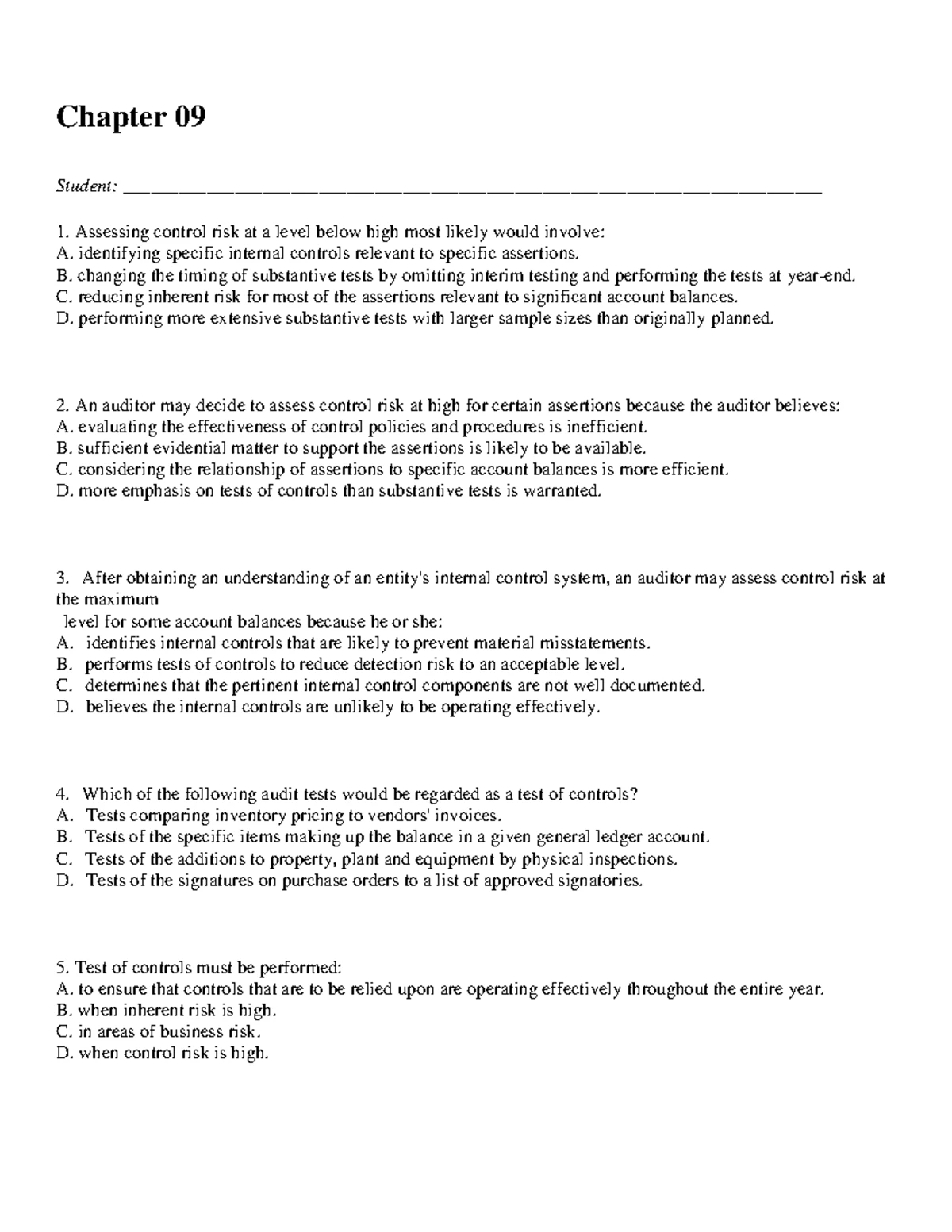 Auditing Theories - CPAR Final Exam Testbank Questions and Answers ...