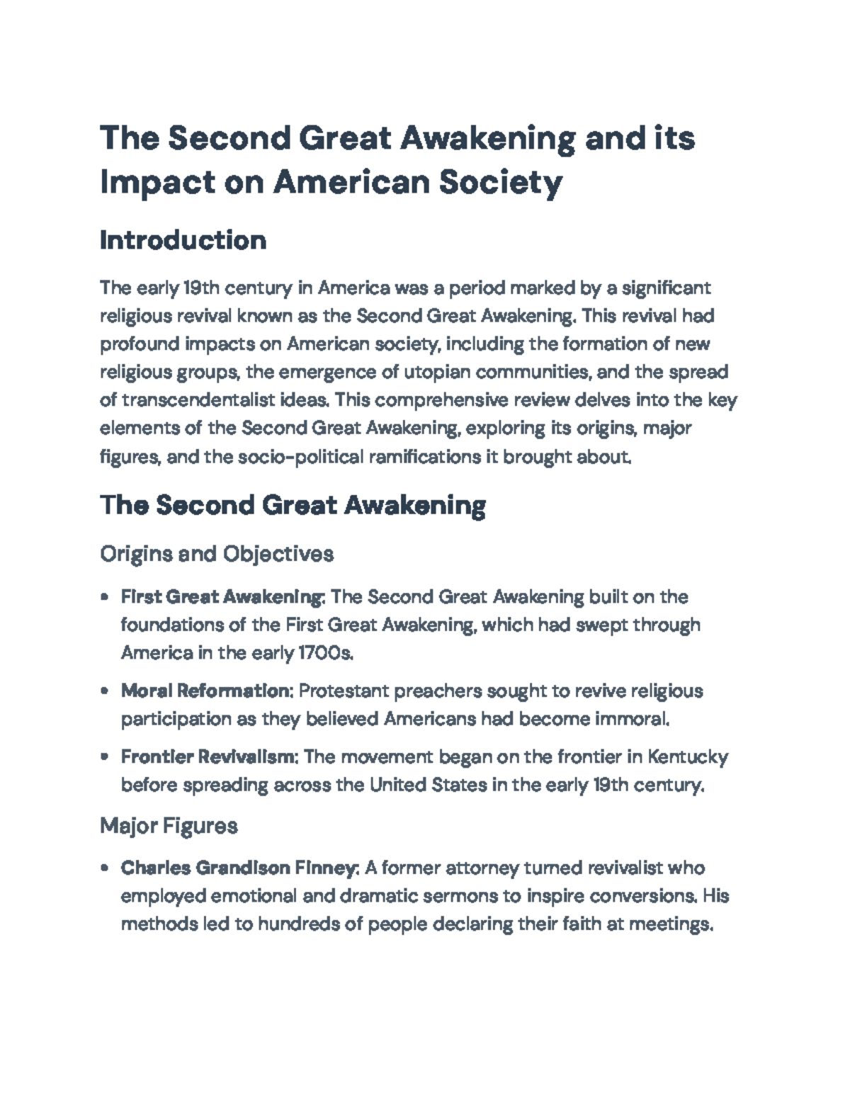 The Second Great Awakening: Impacts on Society and Utopian Ideals - The ...
