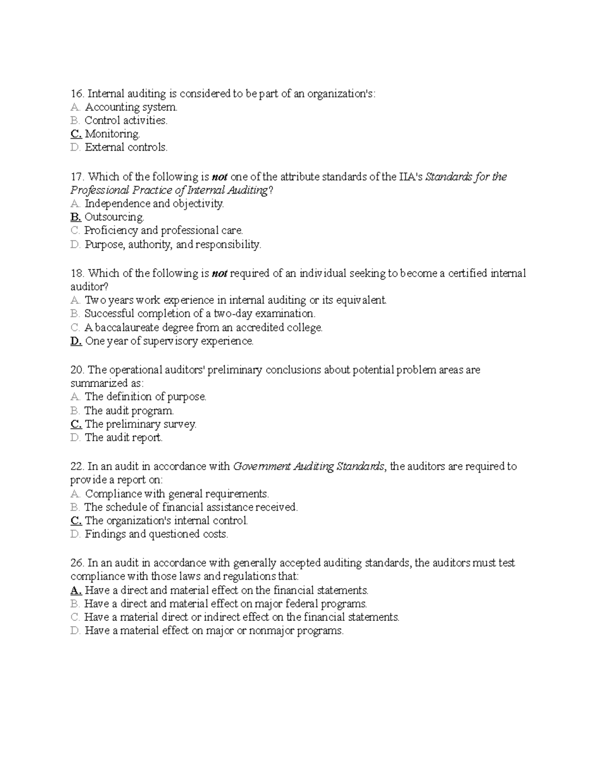 Internal Audit Test Bank: Practice Questions & Key Concepts - Studocu