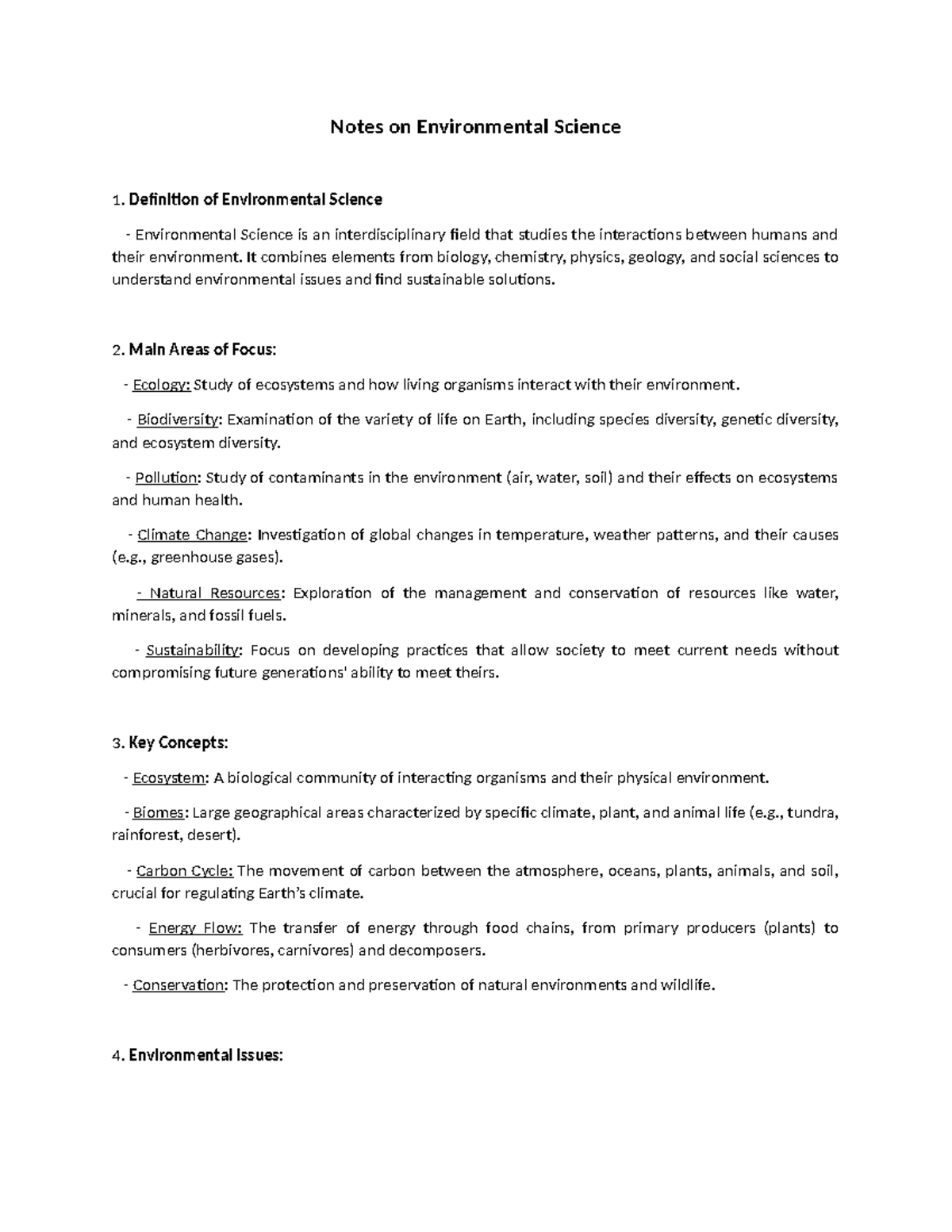 Environmental Science Notes: Key Concepts & Sustainable Practices - Studocu