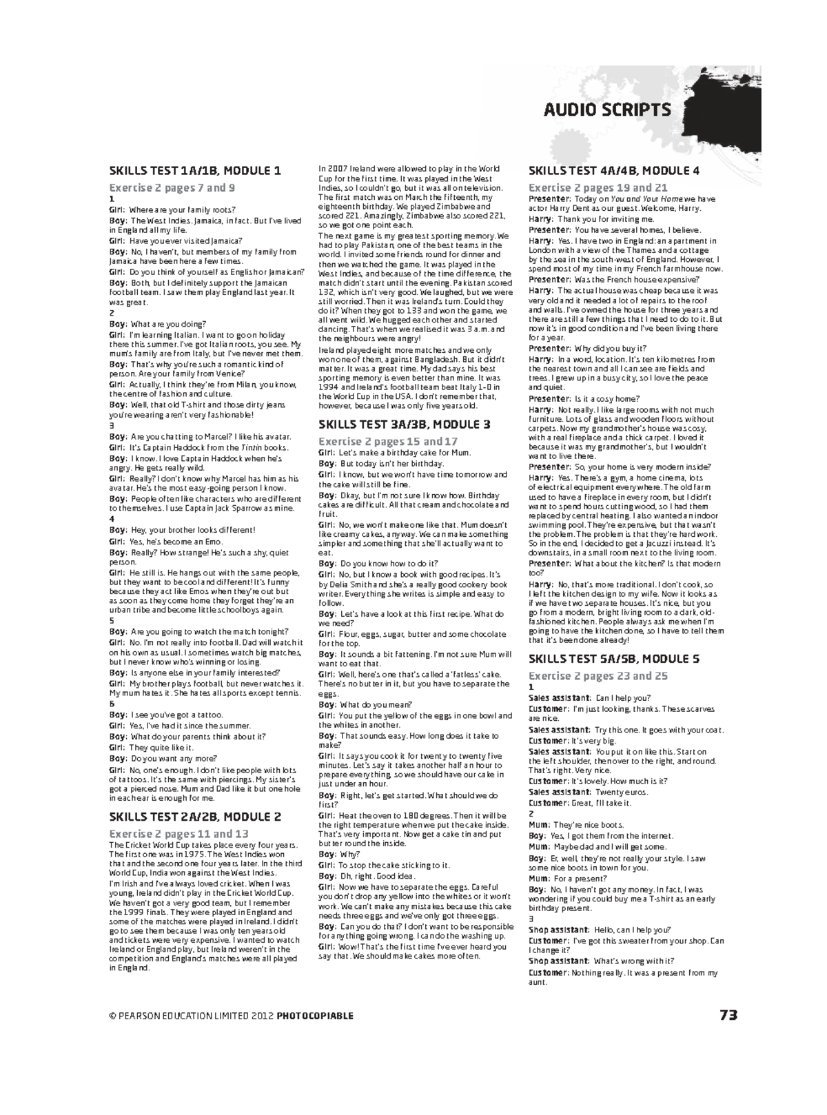 AUDIO SCRIPTS SKILLS TEST MODULE 1-10 Summary and Exercises - Studocu