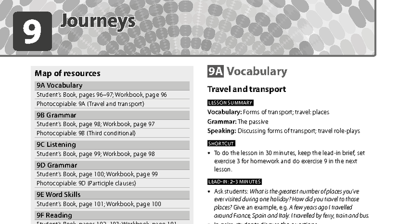 Unit 9 - Travel and Transport Vocabulary, Grammar, and Activities ...