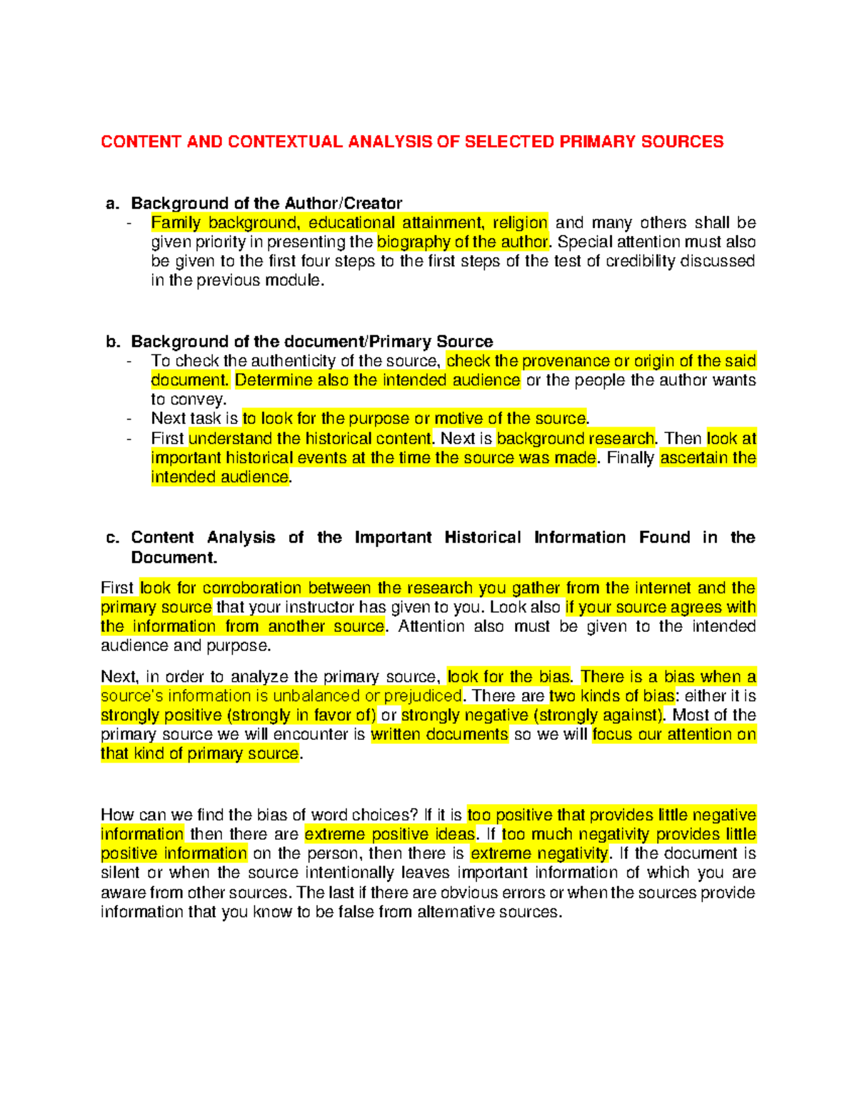 RIPH-Lesson 3 - Contextual Analysis of Primary Sources - Studocu