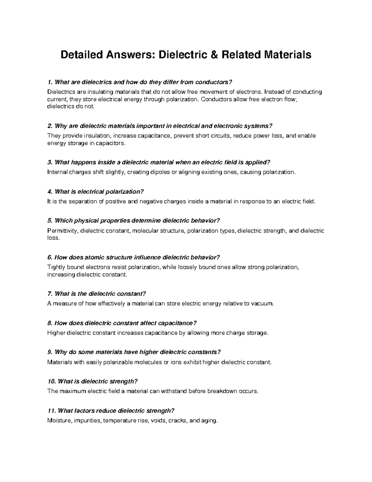 Dielectric Materials: Key Concepts and Applications (Course Code: DM101 ...