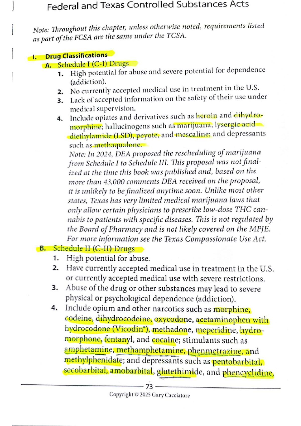 FCSA & TCSA Overview: Controlled Substances Classification Notes - Studocu