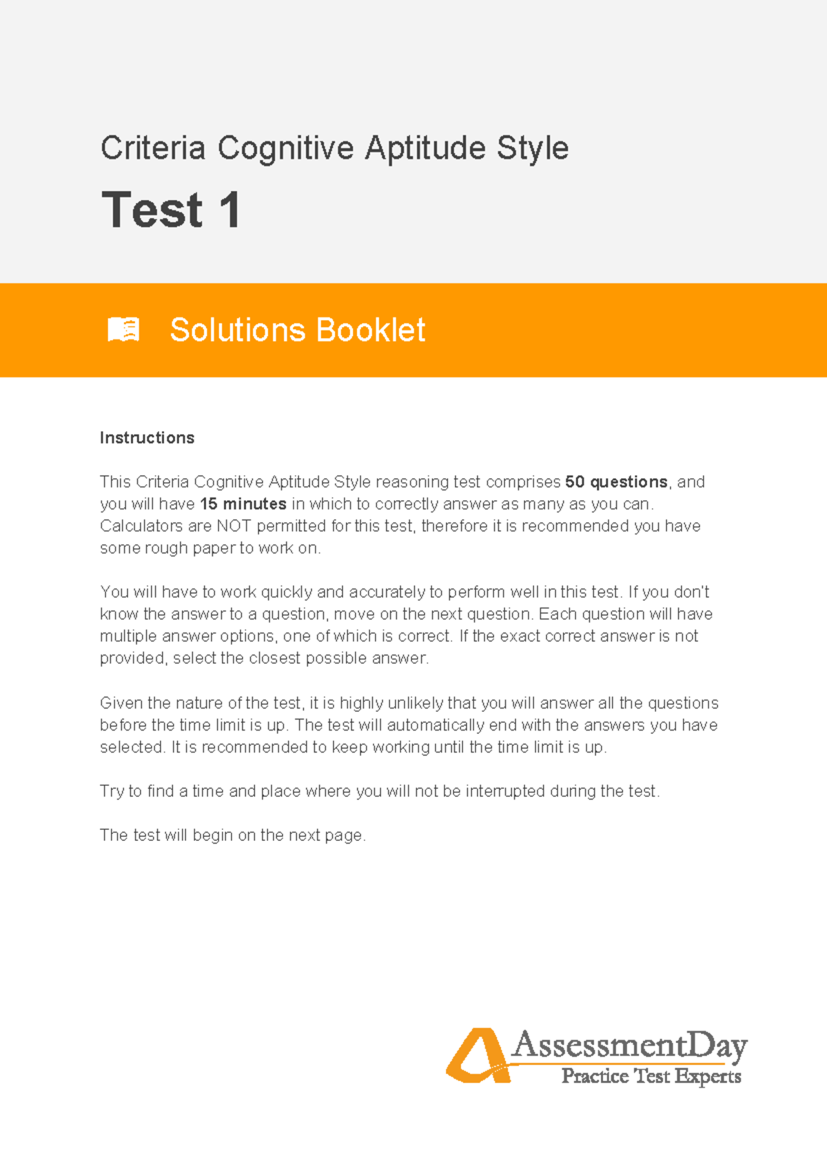 CCAT-Test1-Solutions - Criteria Cognitive Aptitude Style Test 1 ...