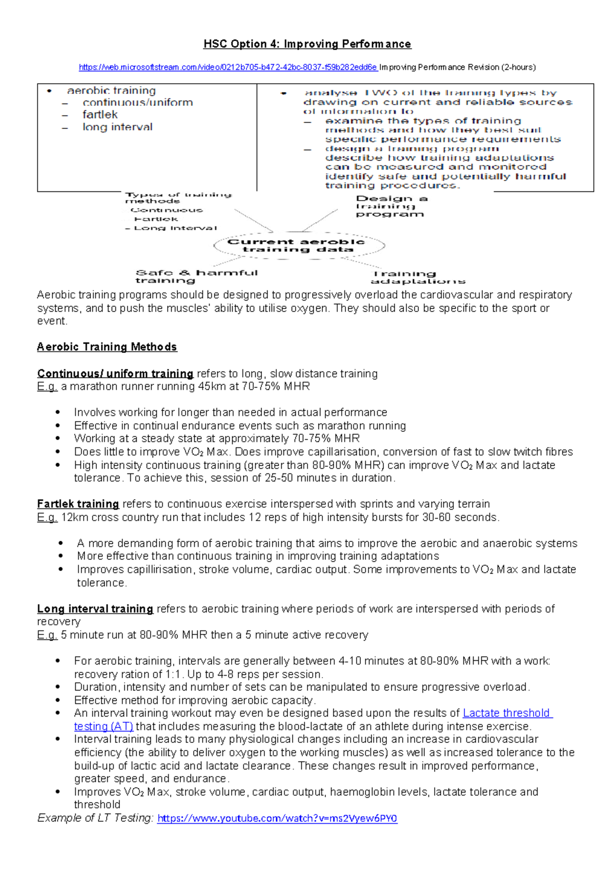 HSC Option 4: Improving Performance Revision - Aerobic Training Methods ...