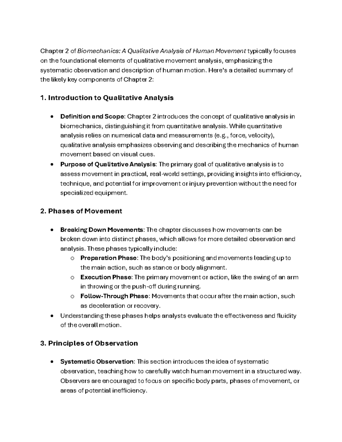 Chapter summarizes - Chapter 2 of Biomechanics: A Qualitative Analysis ...
