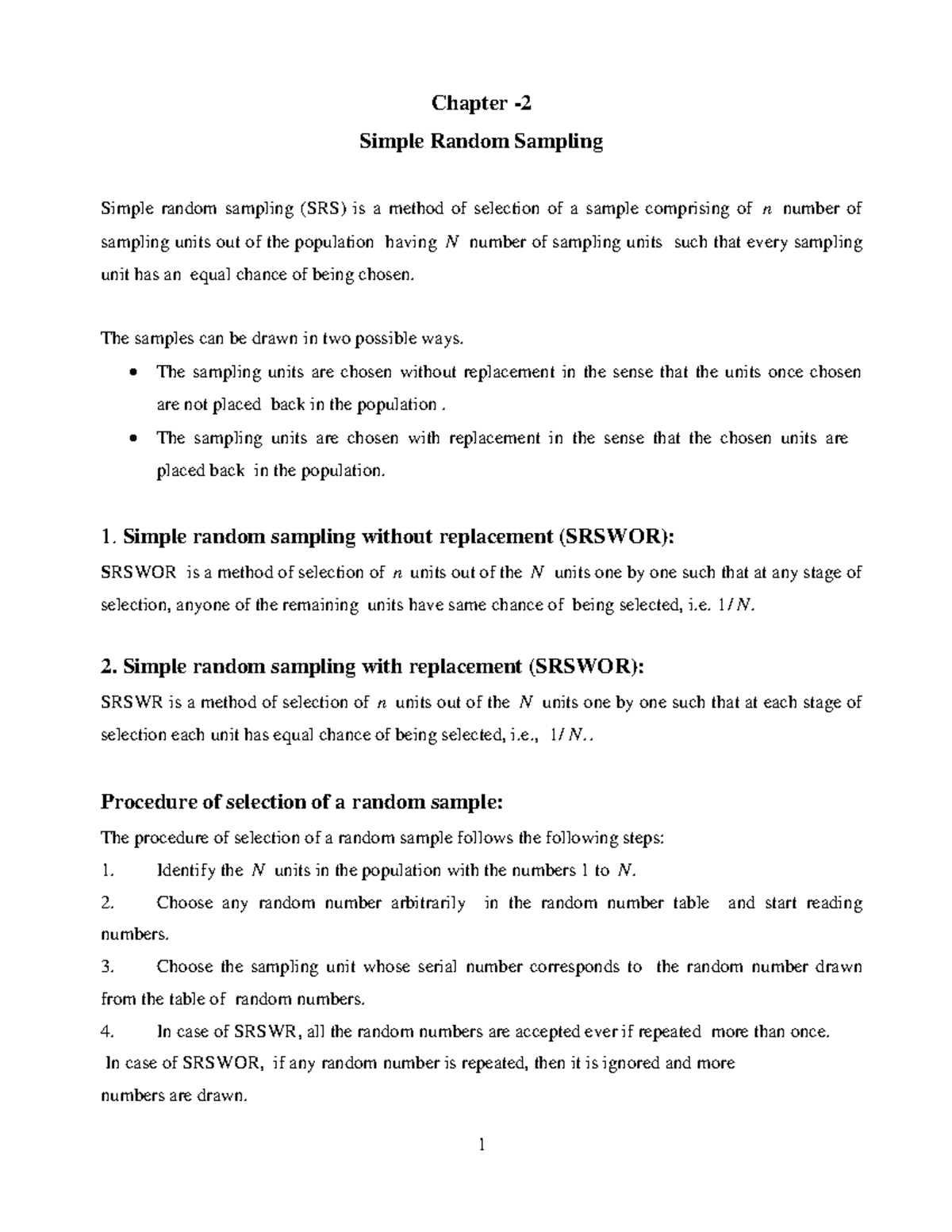 Simple Random Sampling Techniques - KNUST Stats Lecture Notes - Studocu