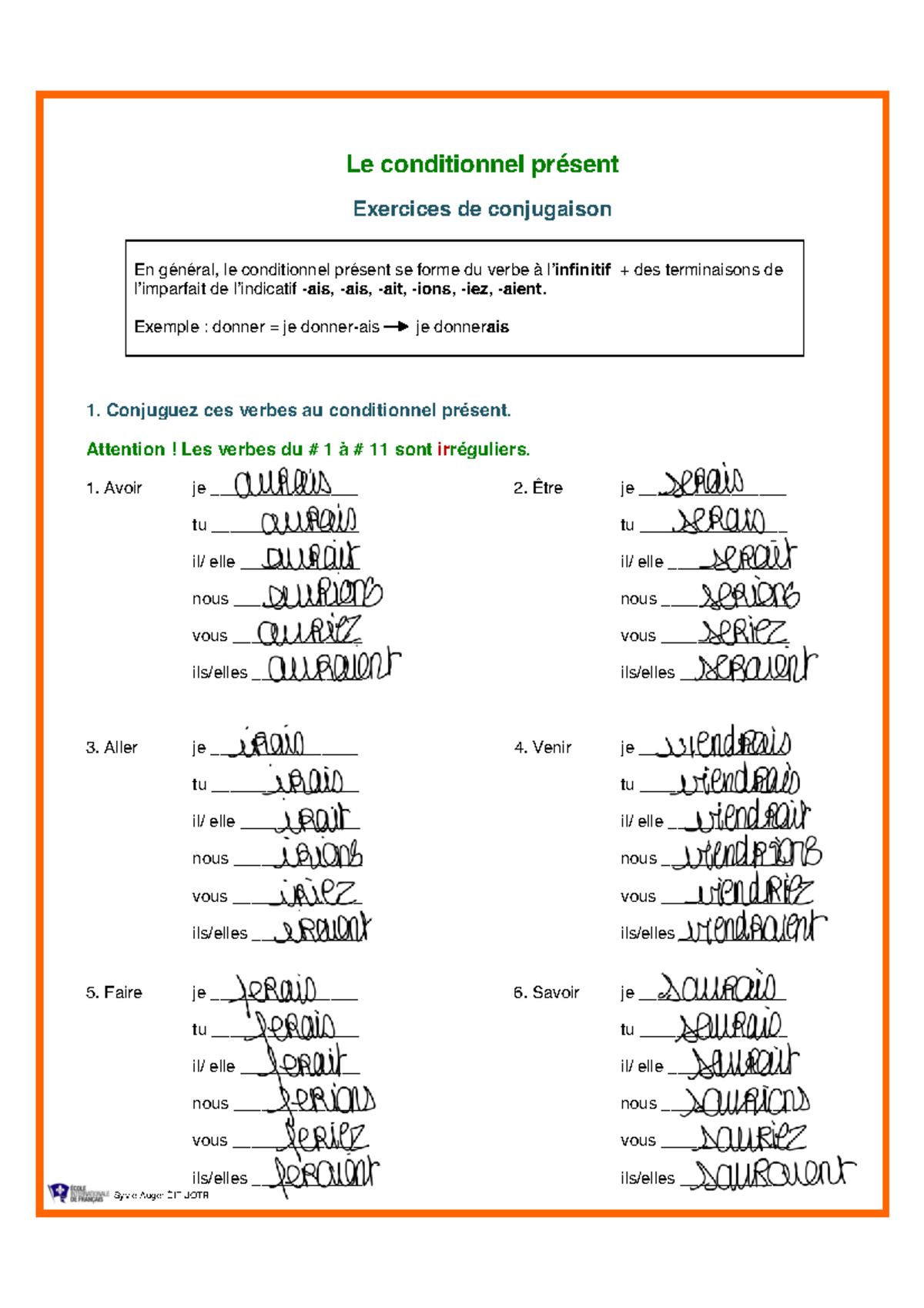 Le conditionnel present exercices et corrige - Le conditionnel présent ...