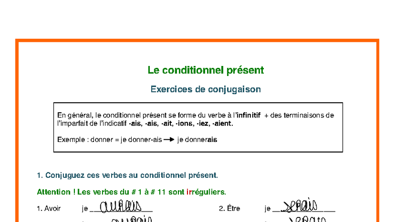 Exercices et Corrigés du Conditionnel Présent - FRN 101 - Studocu