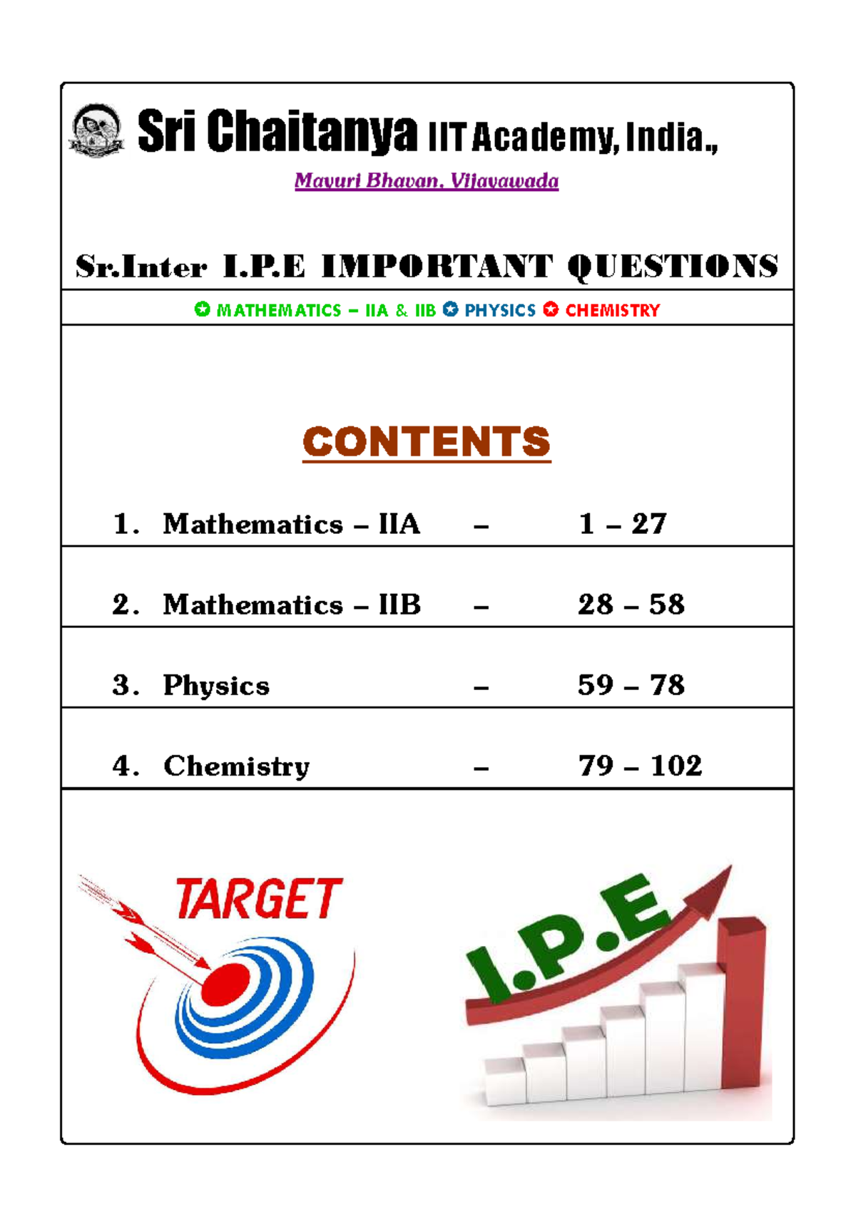 Sr.Inter I.P.E Important Questions: Mathematics, Physics, Chemistry ...