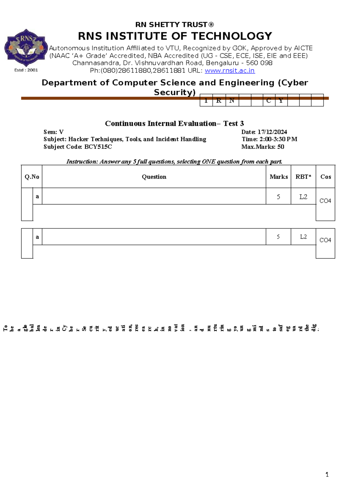 RN Shetty RNS Institute of Technology: Hacker Techniques Notes (BCY515C ...