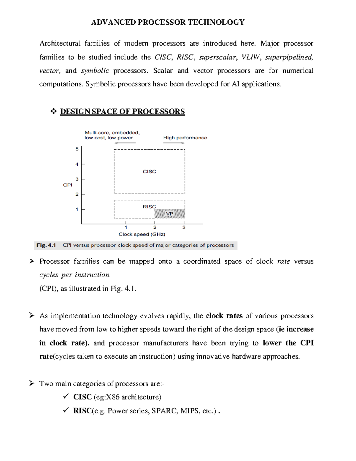 Advanced Processor Technology: Key Concepts & Design Space Analysis - Studocu
