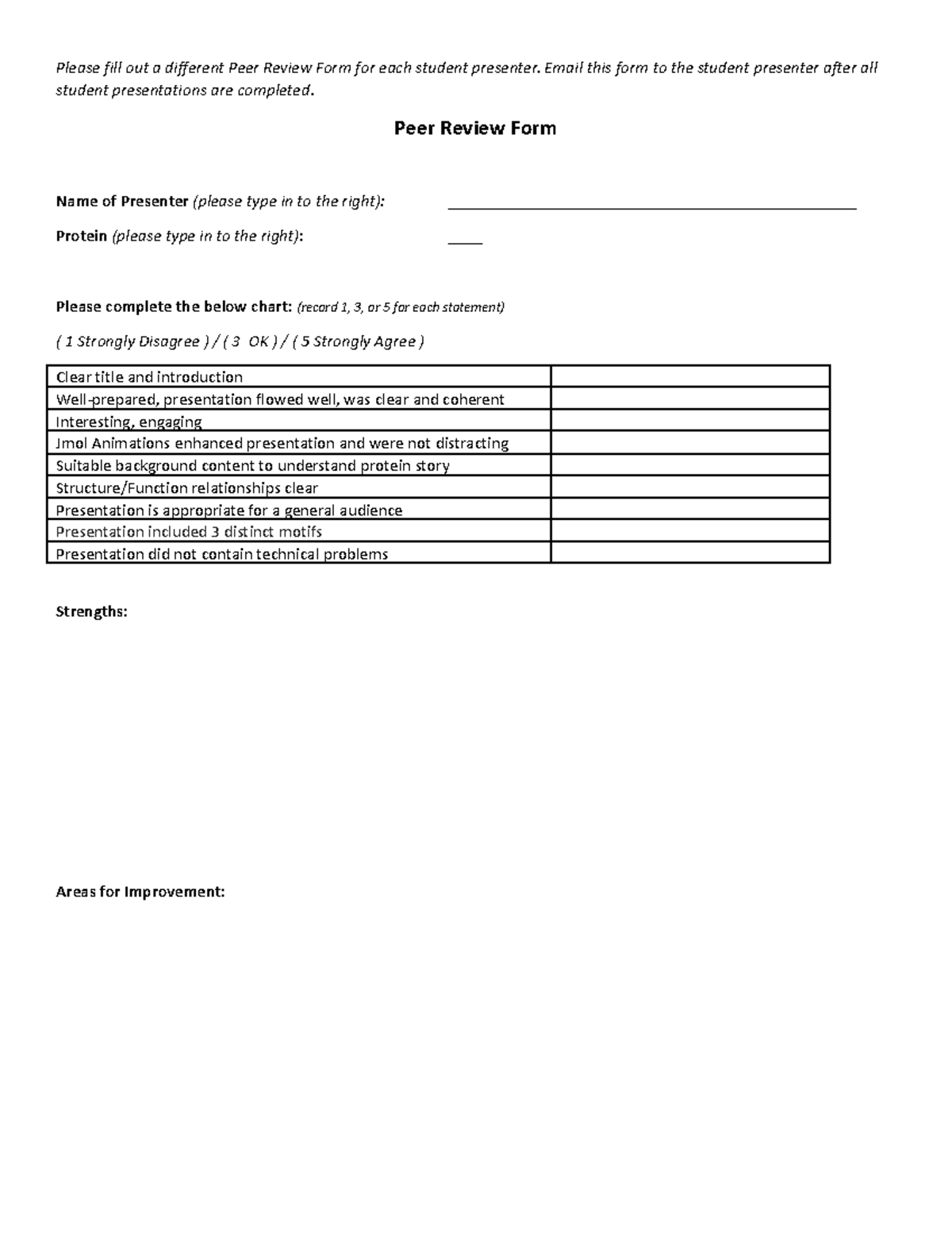 Jmol Peer Review form - Please fill out a different Peer Review Form ...