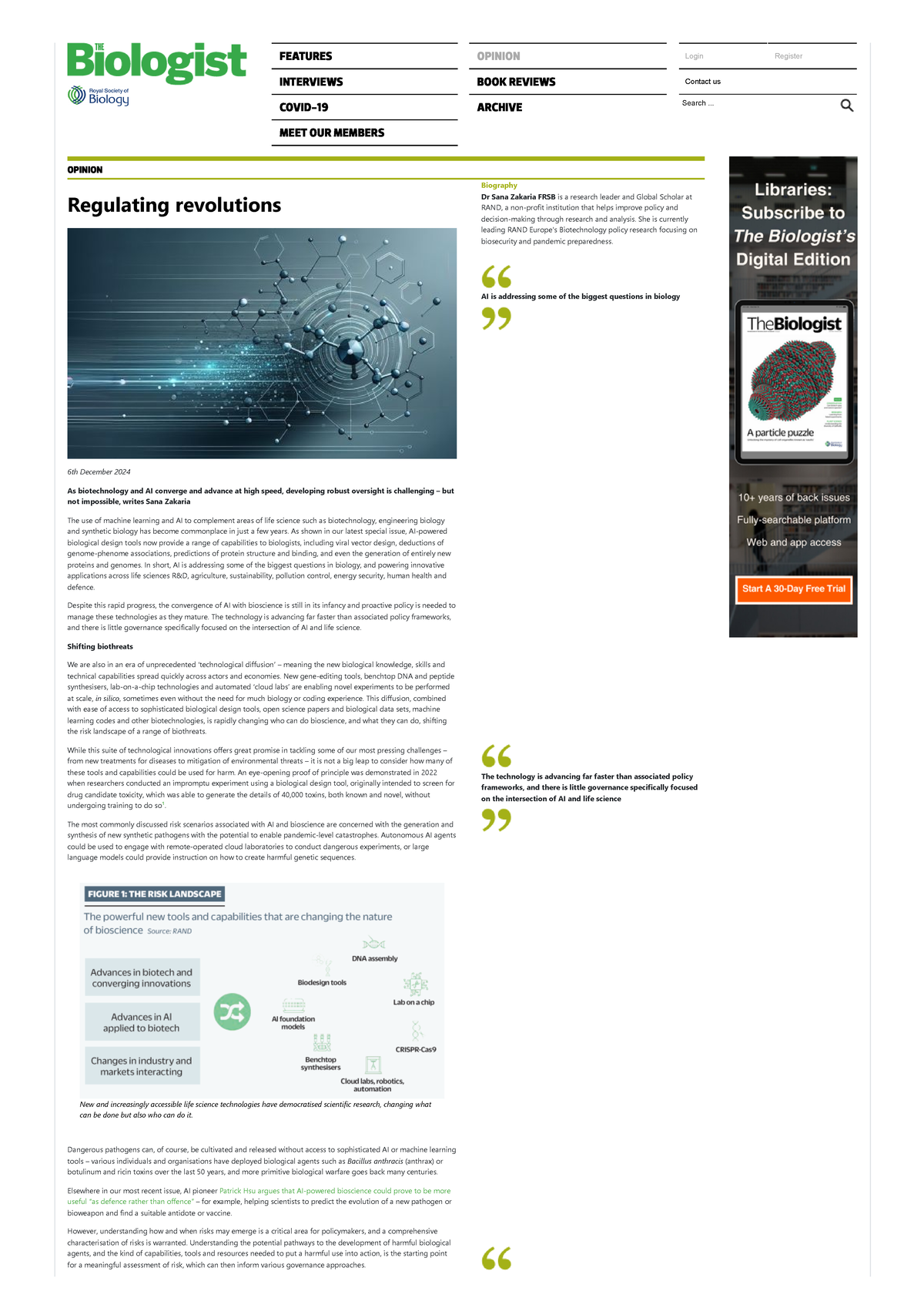 Biotechnology article - Biologist magazine - FEATURES OPINION ...