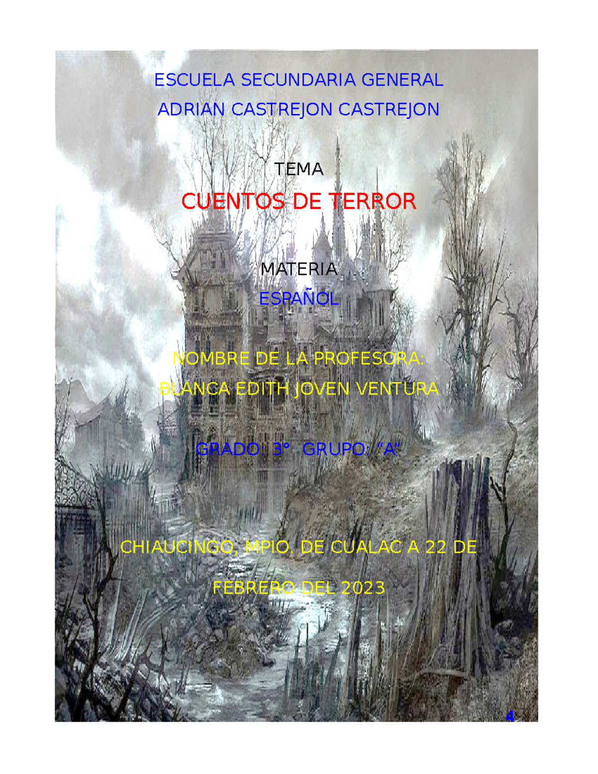 Antología de Cuentos de Terror para 3° Grado - Español - Studocu