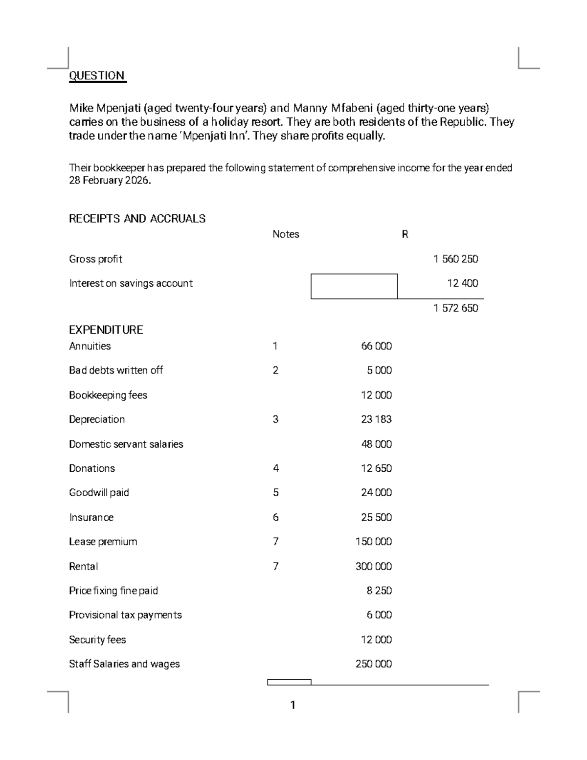 Tax 2 Partnerships: Comprehensive Income Statement Analysis - Studocu