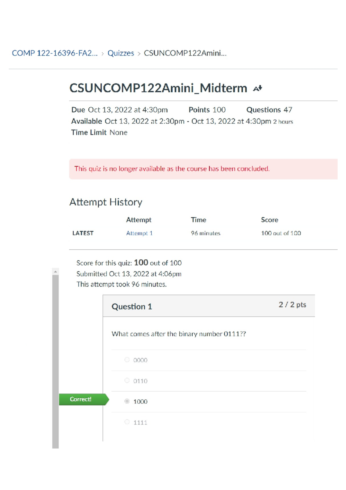 COMP 122 Midterm - COMP Quizzes CSUNCOMP122Amini... CSUNCOMP122Amini ...