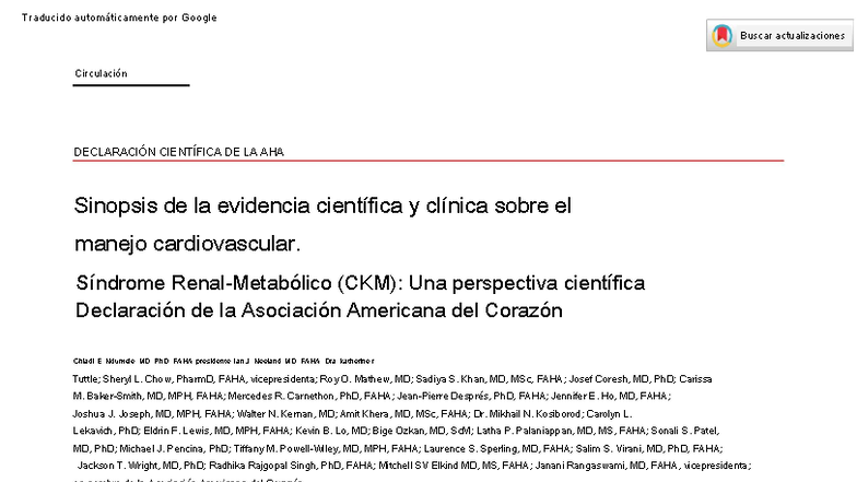 Ciencia y Manejo Clínico del Síndrome CKM: Declaración AHA 2023 - Studocu