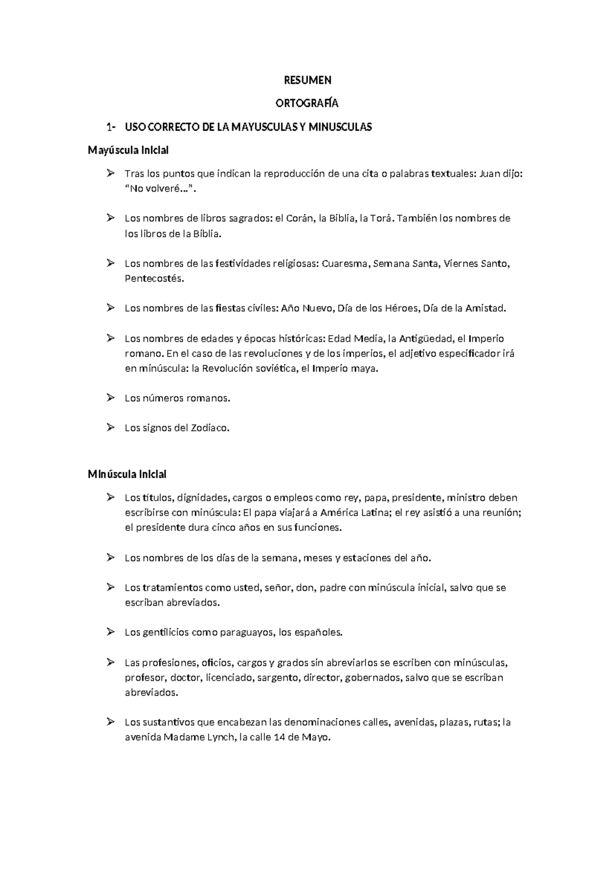 Resumen de Ortografía: Uso Correcto de Mayúsculas y Minúsculas - Studocu