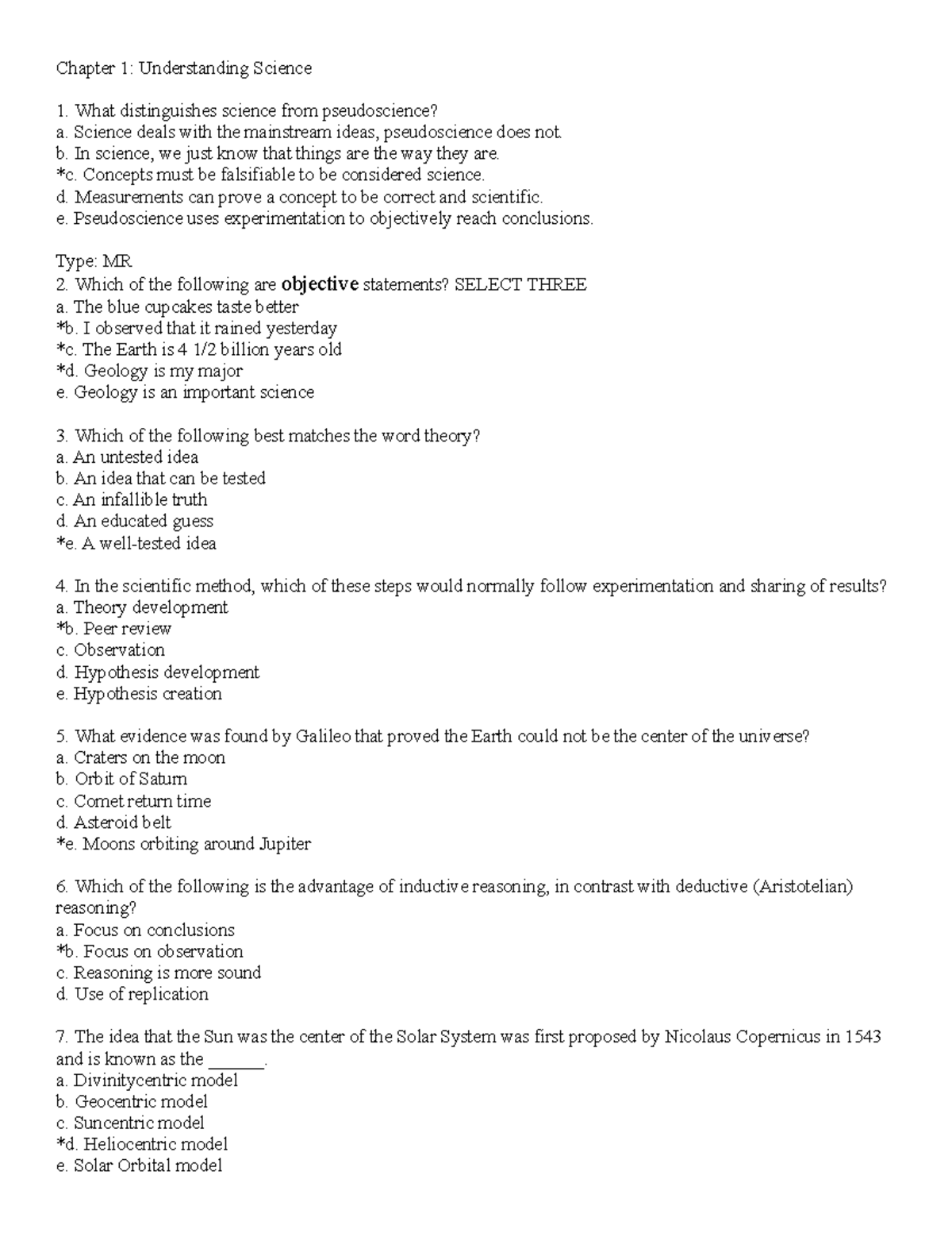 Intro to Geology CH 1 Questions and Concepts Summary - Studocu