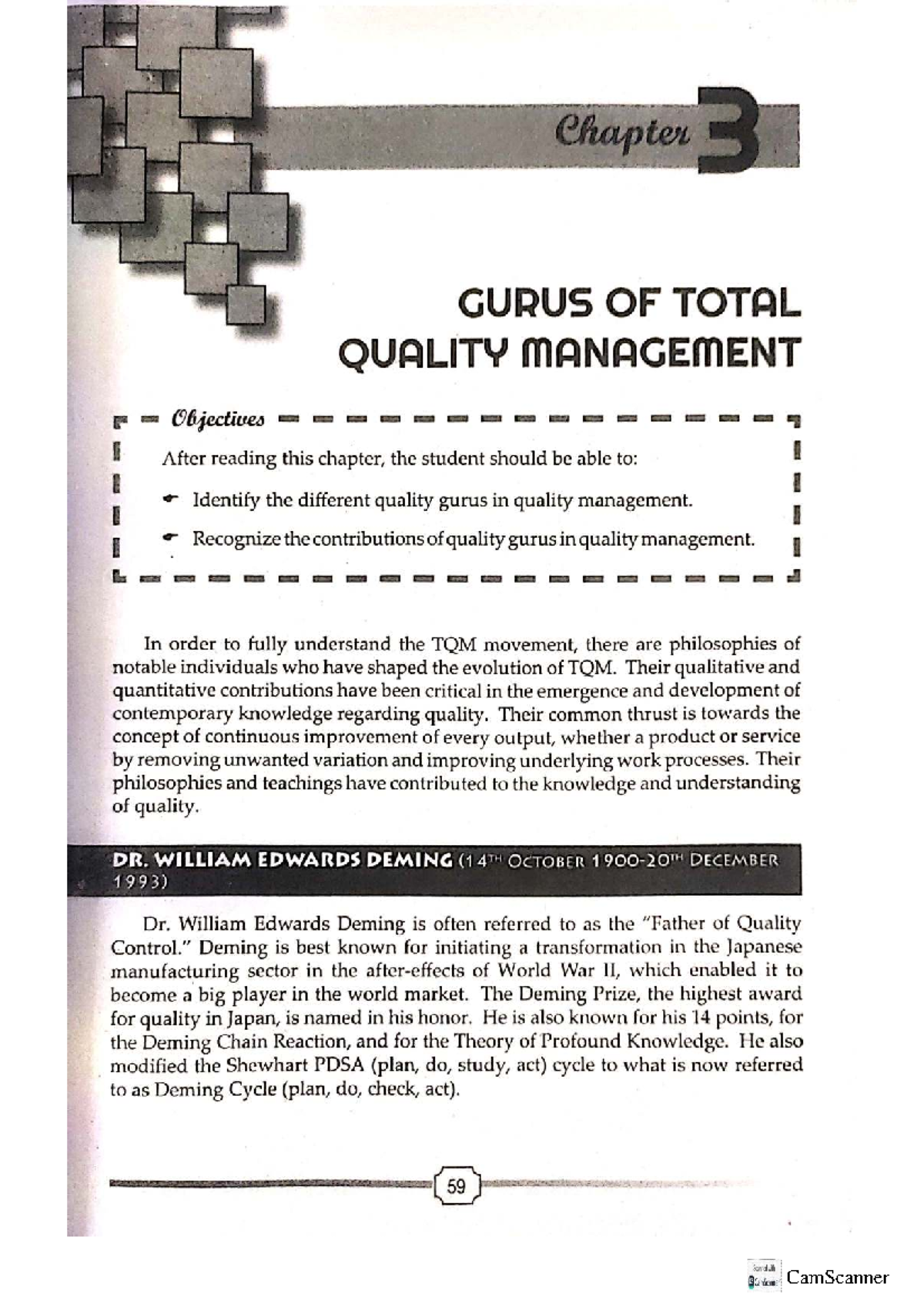 Chapter 3: Gurus of Total Quality Management (TQM) Insights and Contributions - Studocu