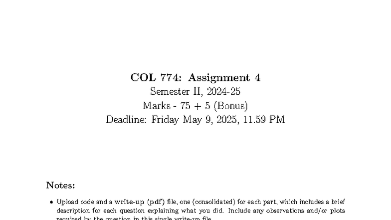 COL 774: Assignment 4 - Visual Question Answering (VQA) Guide - Studocu