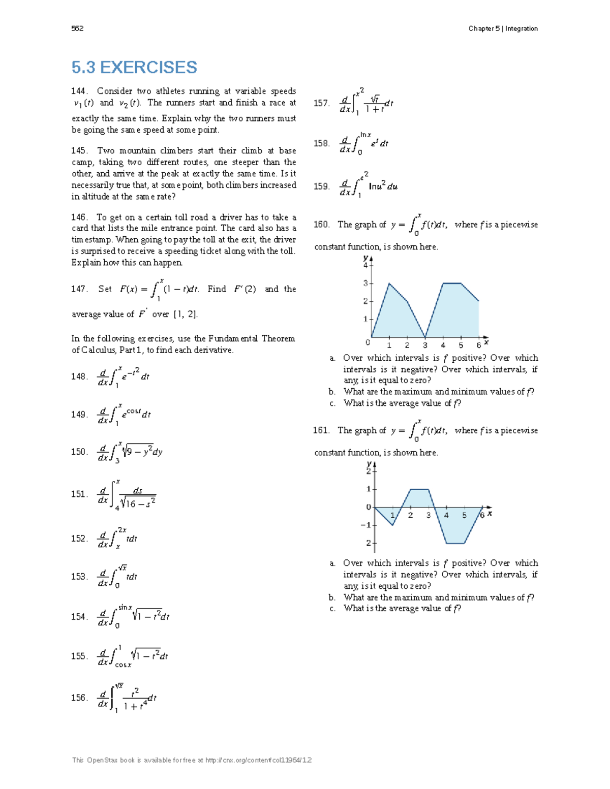Fundamental Theorem of Calculus Problems-1 - 5 EXERCISES Consider two ...