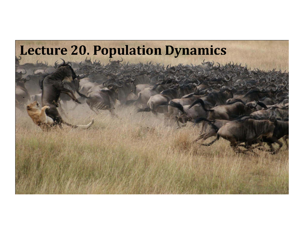 Lecture 20: Factors Influencing Population Dynamics and Growth - Studocu