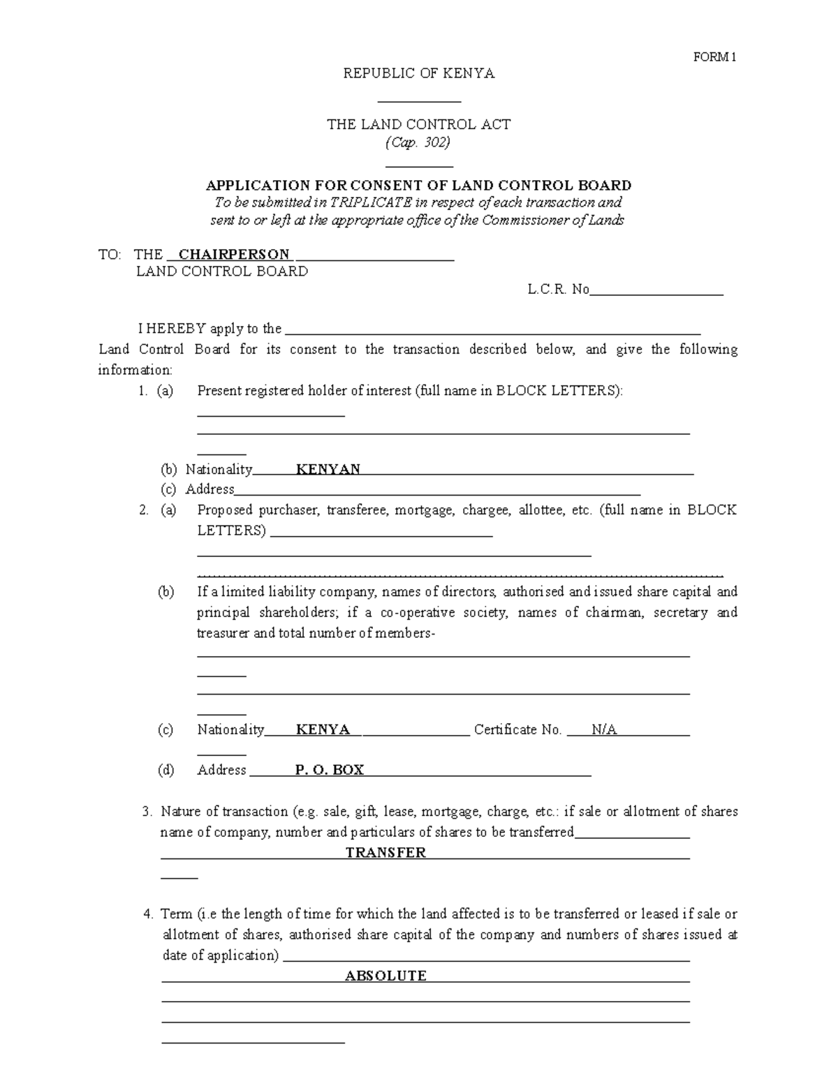 LCB Transfer Application - Conveyancing Form Instructions - Studocu