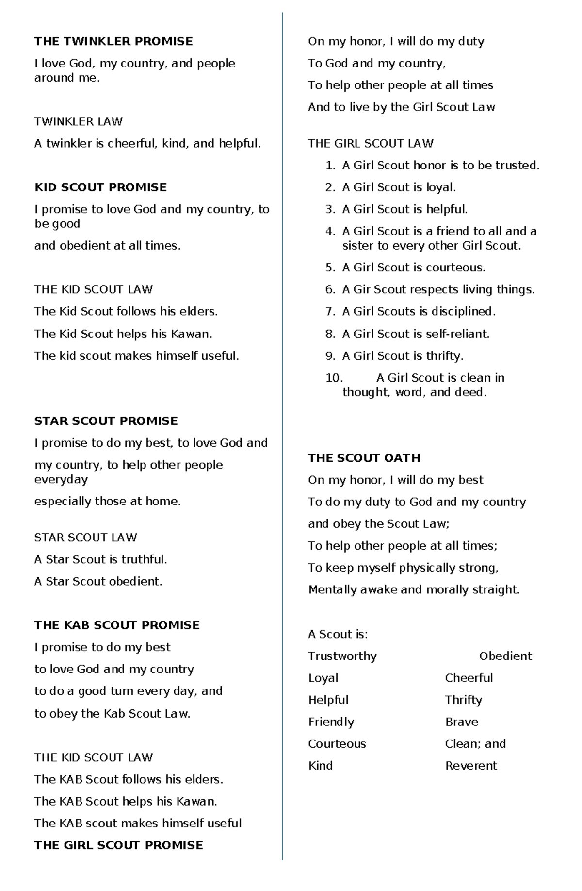 Promise and Law: A Guide to Scout Values and Principles - Studocu