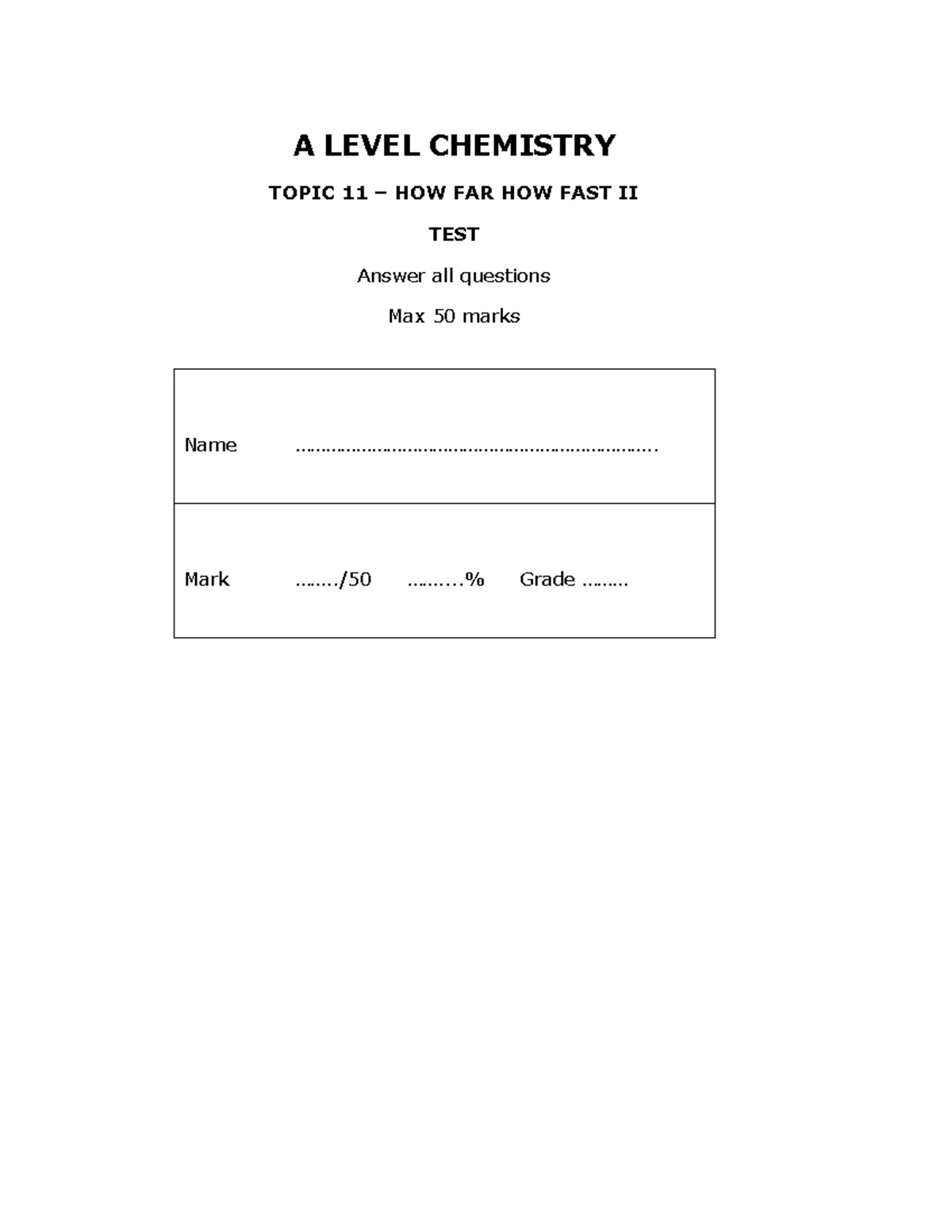 AQA Chemistry All Chemical Tests Table - AQA A Level Chemistry - ALL ...