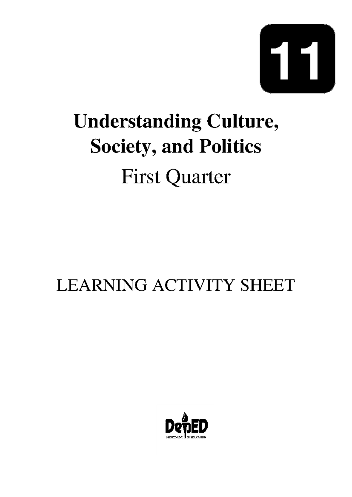 UCSP-LAS - Learning Activity Sheet on Culture, Society, and Politics ...